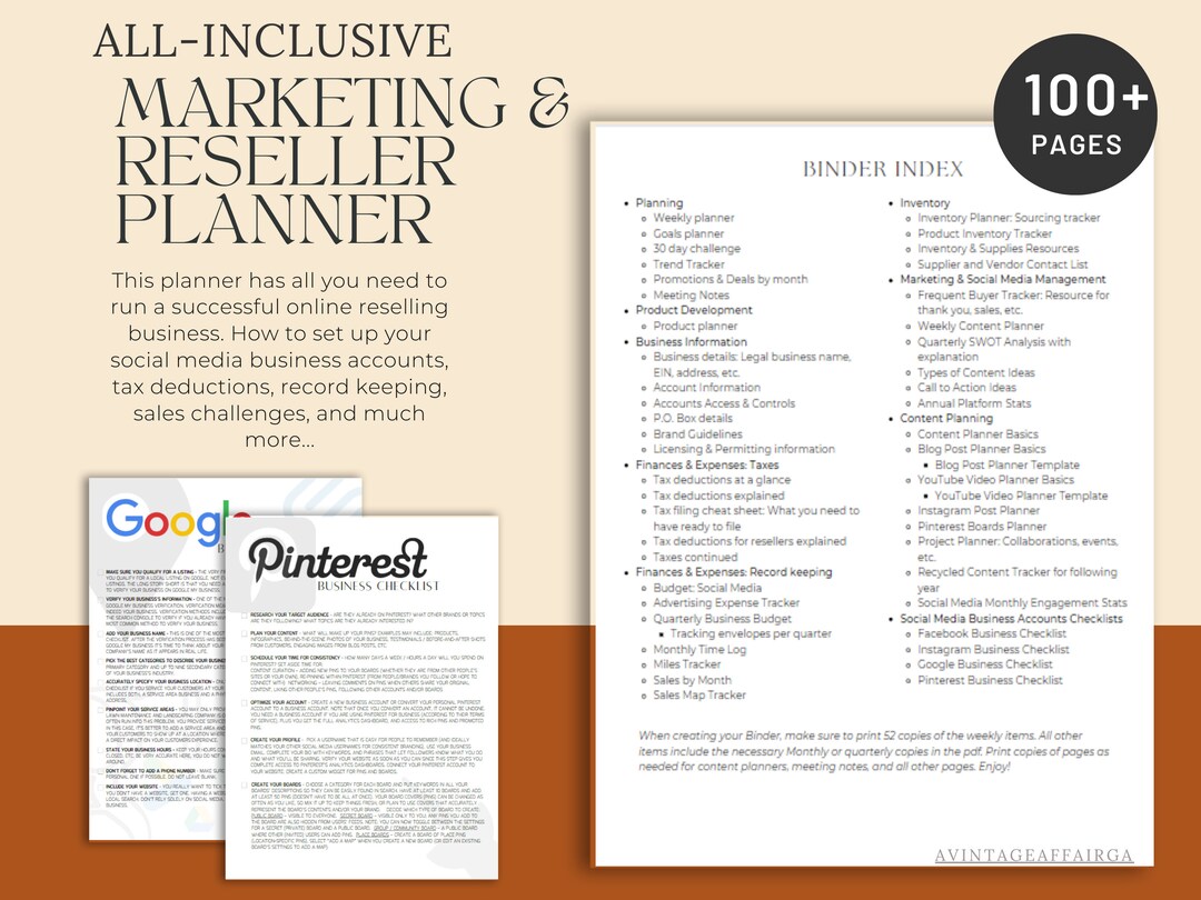 All-inclusive Marketing, Financial and Reseller Planner - Etsy