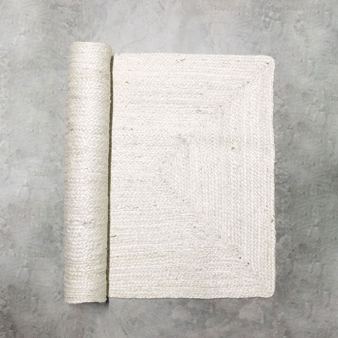 Jute Rug in Warm White. Vegan and Ecologic Jute Rug. Natural Fiber Rug ...