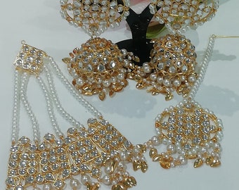 DER236 Sahiba Punjabi Jadau Jhumka in Ruby Emerald With Pearls - Etsy