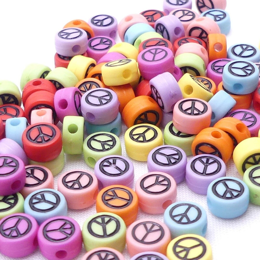 100 Mixed Colour Peace Sign Acrylic Beads 100 Peace Symbol - Etsy