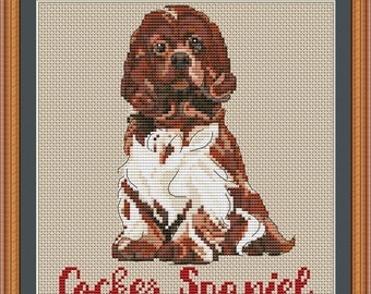 Cocker Spaniel Cross Stitch Pattern DMC PDF - Etsy