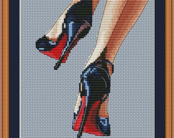 Red Sole High Heel Shoes Cross Stitch Pdf Pattern - Etsy