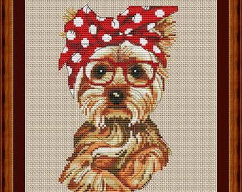 Yorkie Cross Stitch Pattern | Etsy