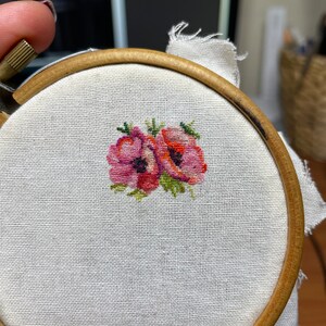 Pink Poppy Mini Cross Stitch Pattern - Etsy