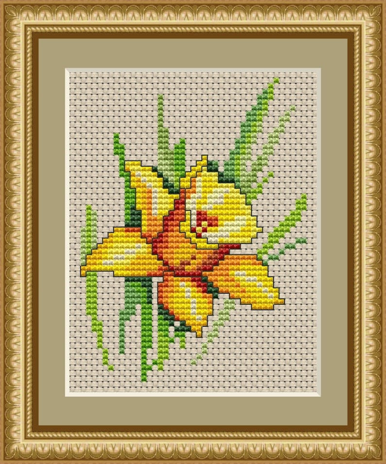 Yellow Daffodil Mini Cross Stitch Pdf Pattern - Etsy