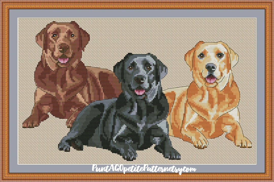 3 Labradors Cross Stitch Pdf Pattern - Etsy