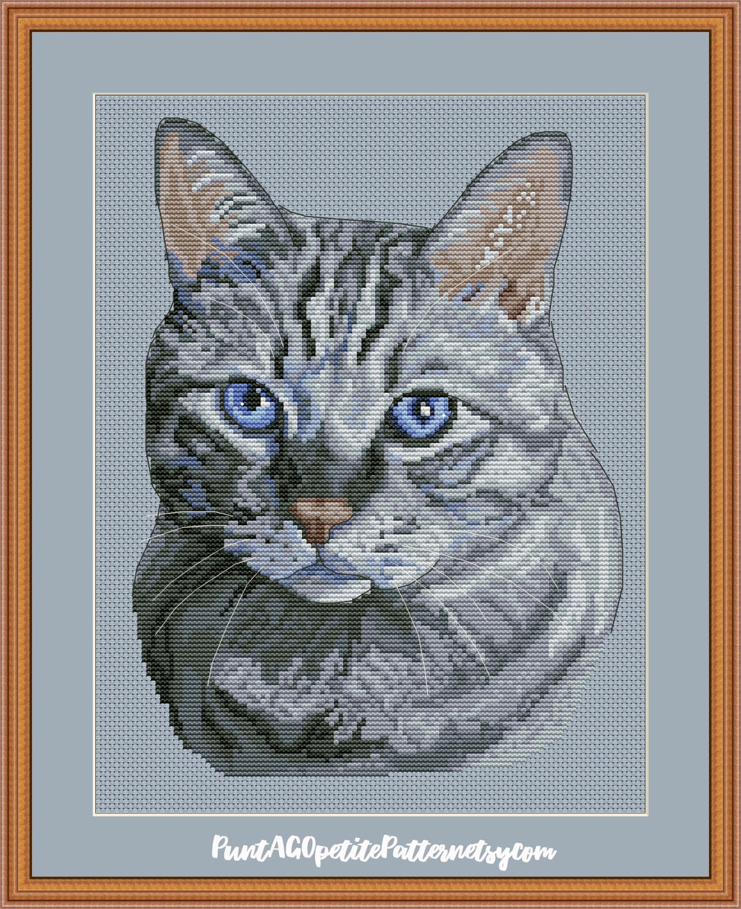Grey Tabby Cat Portrait Cross Stitch Pdf Pattern - Etsy
