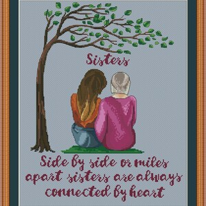 Sisters Connected by Heart Cross Stitch Pdf Pattern - Etsy