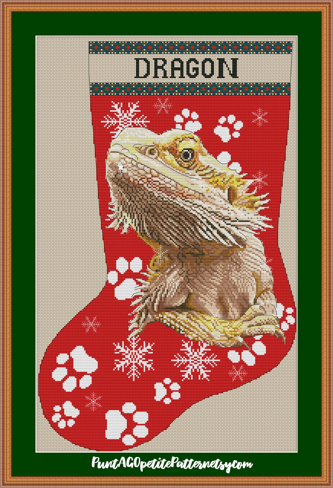 Bearded Dragon Christmas Stocking Cross Stitch Pdf Pattern - Etsy