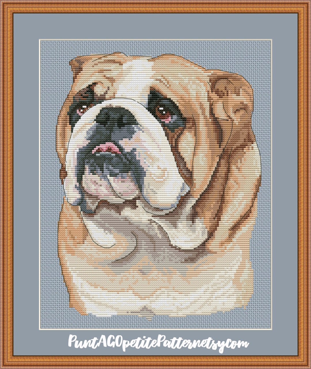 English Bulldog Portrait Cross Stitch Pdf Pattern - Etsy