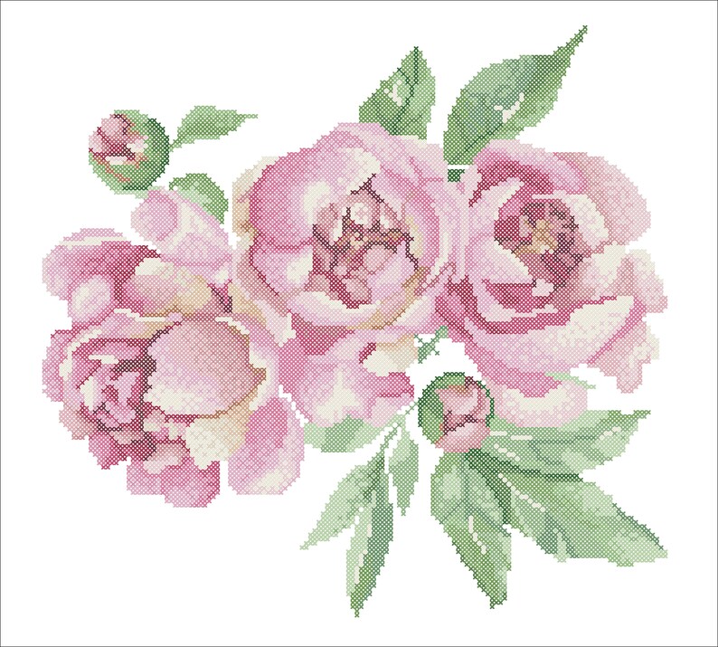 Pink Peony Cross Stitch Pattern - Etsy