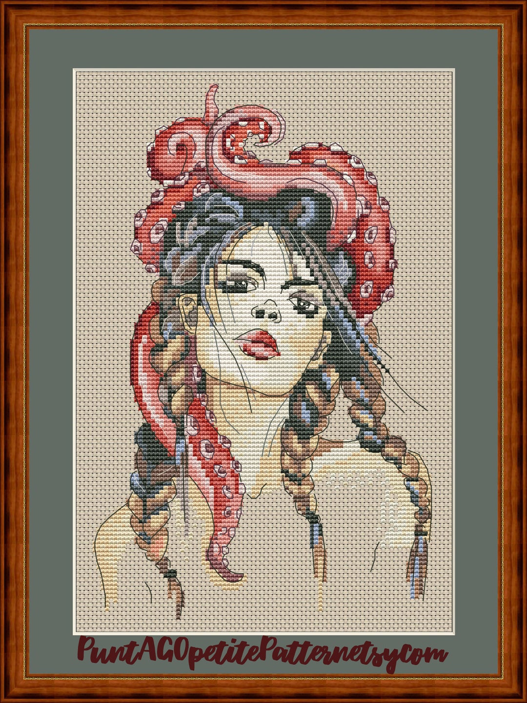 Surreal Octopus Gorgon Girl Cross Stitch Pdf Pattern - Etsy