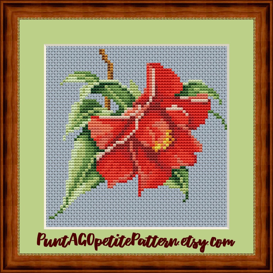 Red Camellia, Botanical Micro Embroidery Cross Stitch Pdf Pattern - Etsy