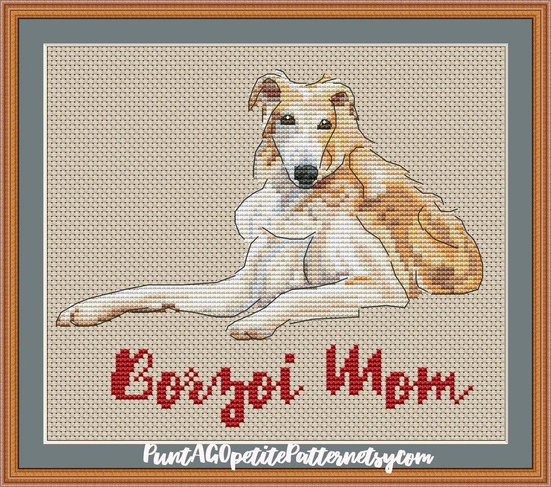 Borzoi Mom Cross Stitch Pdf Pattern - Etsy
