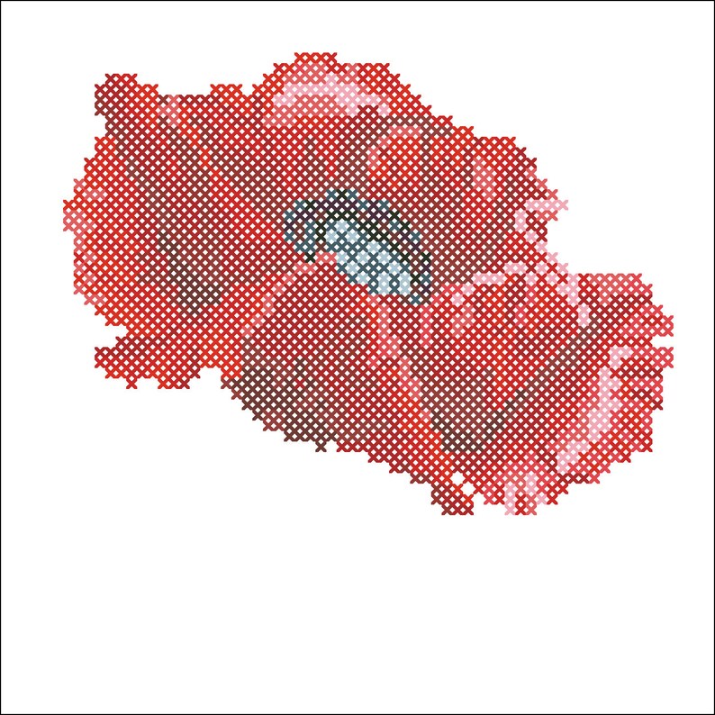 Big Red Poppy Petit Point Cross Stitch Pdf Pattern | Etsy