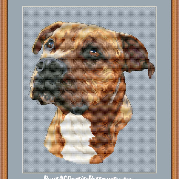 Pitbull Cross Stitch - Etsy