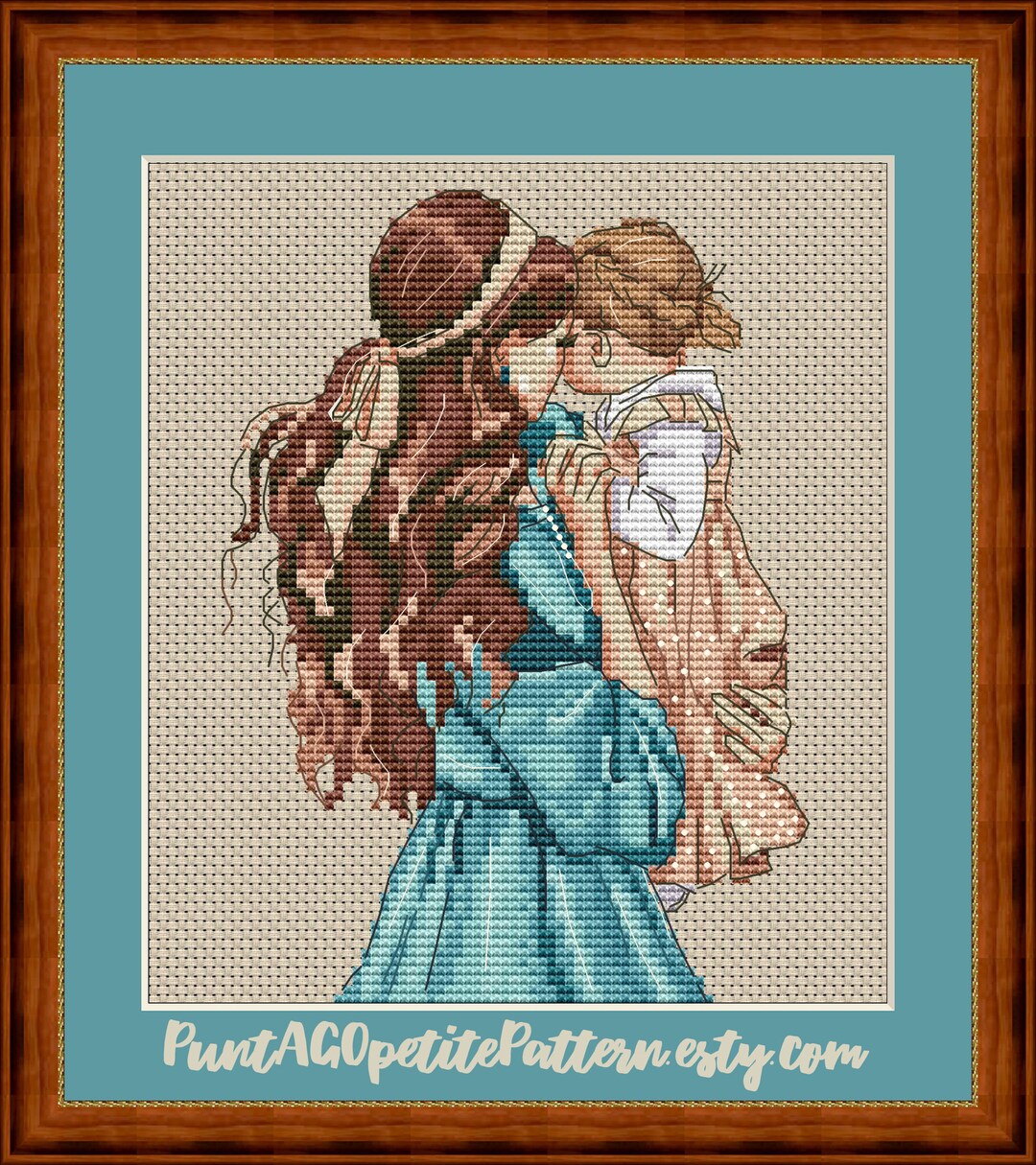 Mother and Daughter Cute Cross Stitch Pdf Pattern - Etsy