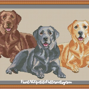 3 Labradors Cross Stitch Pdf Pattern - Etsy