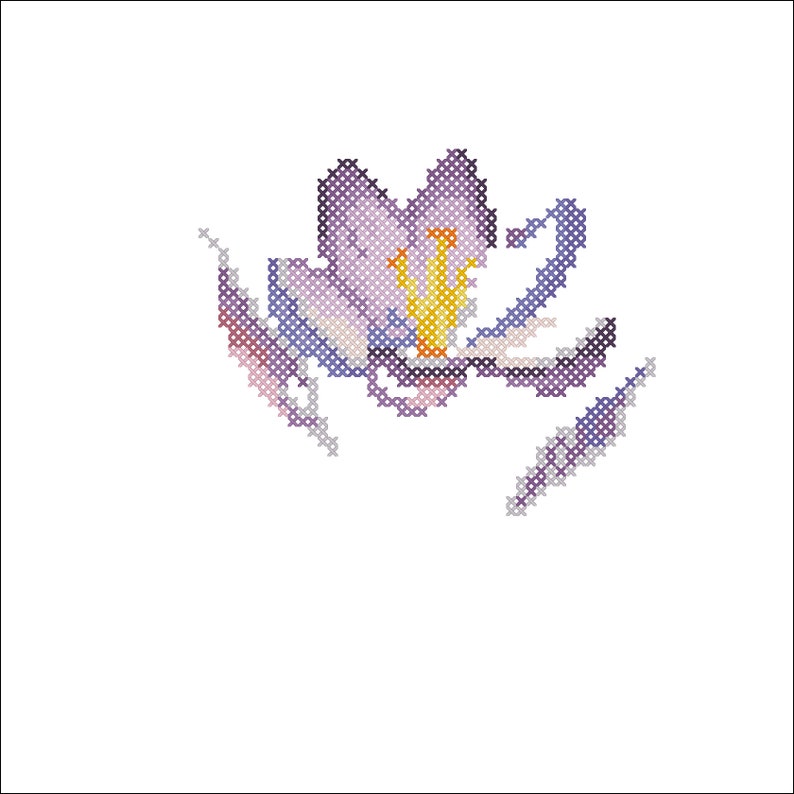 Purple Crocus Botanical Mini Cross Stitch Pdf Pattern - Etsy