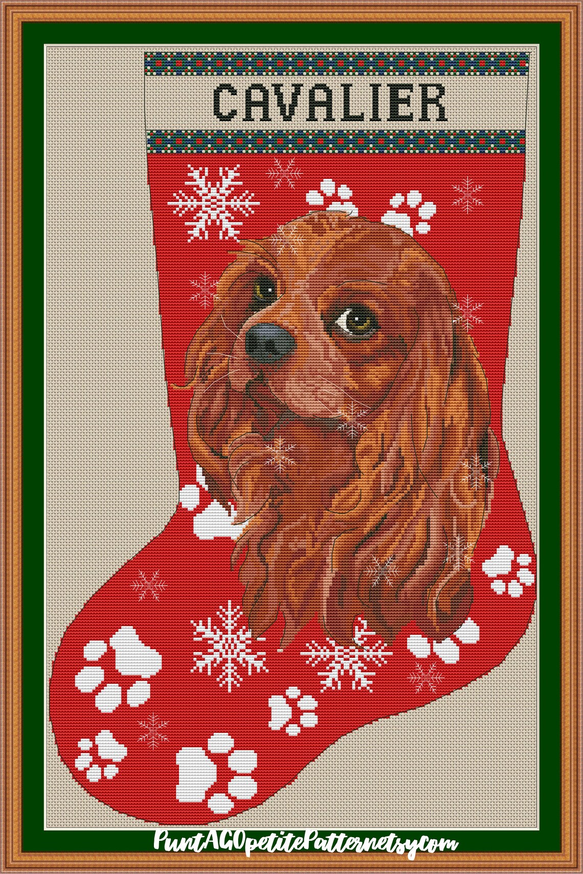 Cavalier King Charles Spaniel Christmas Stocking Cross Stitch Pdf ...