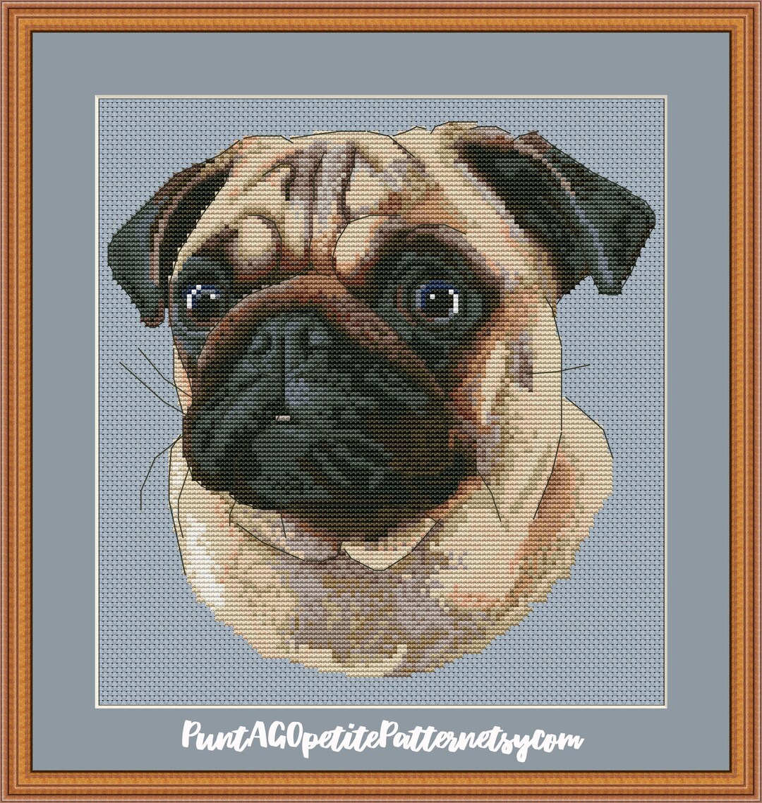 Pug Portrait Cross Stitch Pdf Pattern - Etsy