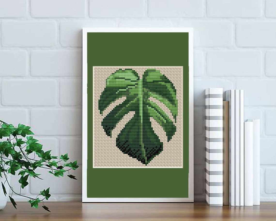 Monstera Leaf Cross Stitch Pattern: Tropical Embroidery (PDF Pattern ...