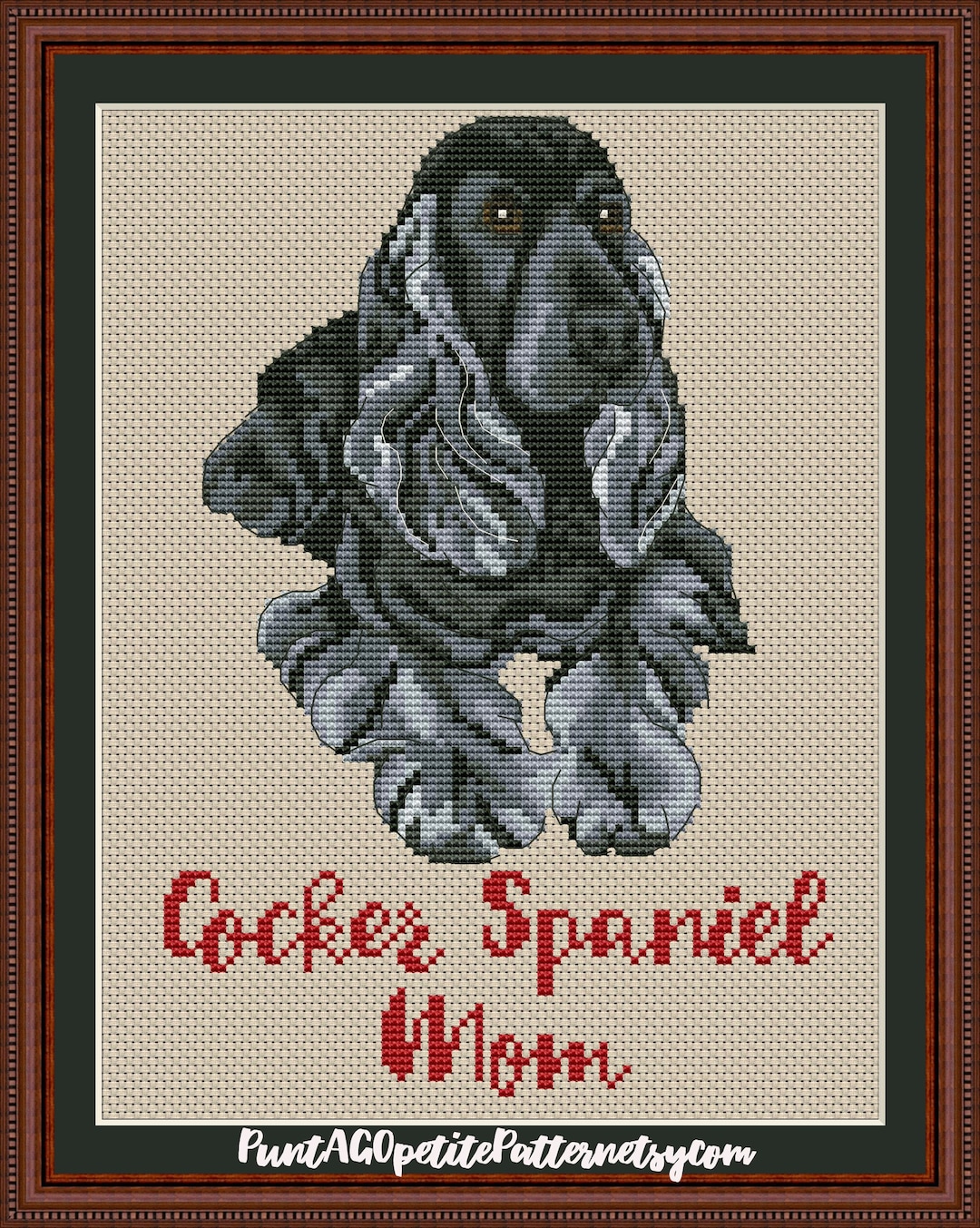 Black Cocker Spaniel Mom Cross Stitch Pdf Pattern - Etsy