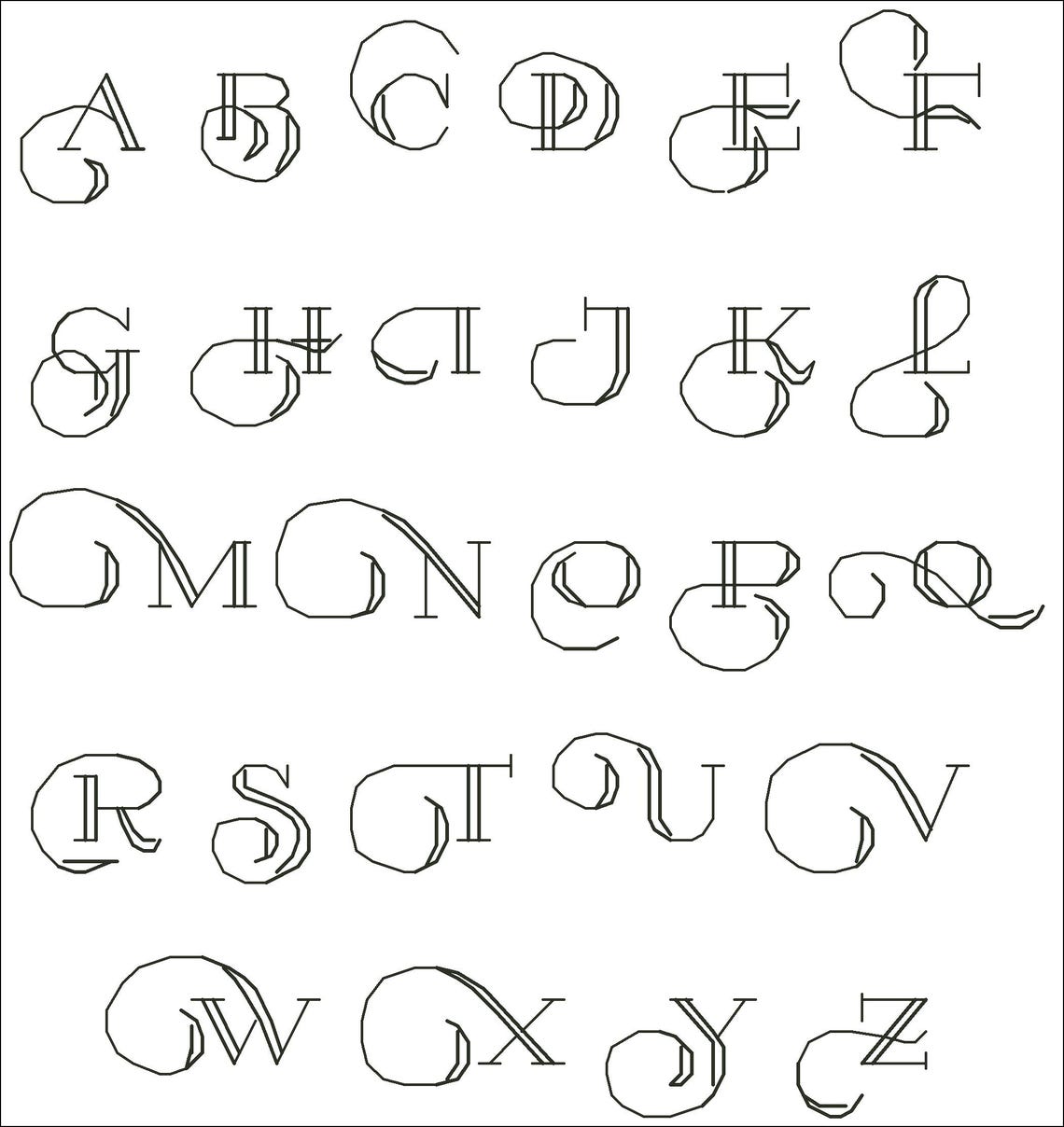 Alphabet Filigree Font Cross Stitch Pdf Pattern - Etsy