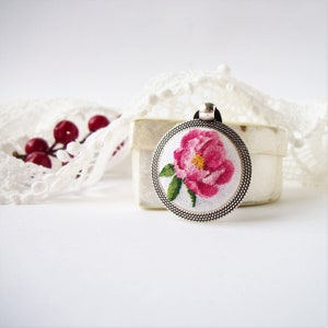 Mini Cross Stitch Pink Peony Petit Point Pdf Pattern - Etsy