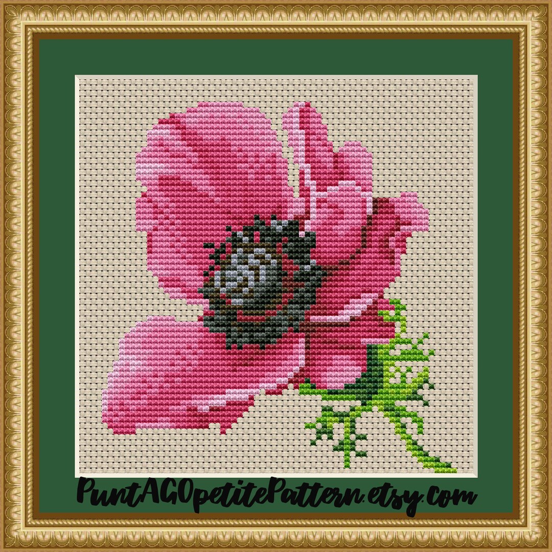 Mini Cross Stitch Pink Anemone Pdf Pattern - Etsy