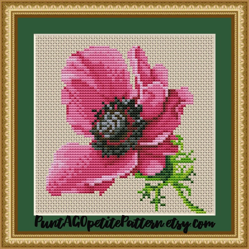 Mini Cross Stitch Pink Anemone Pdf Pattern - Etsy