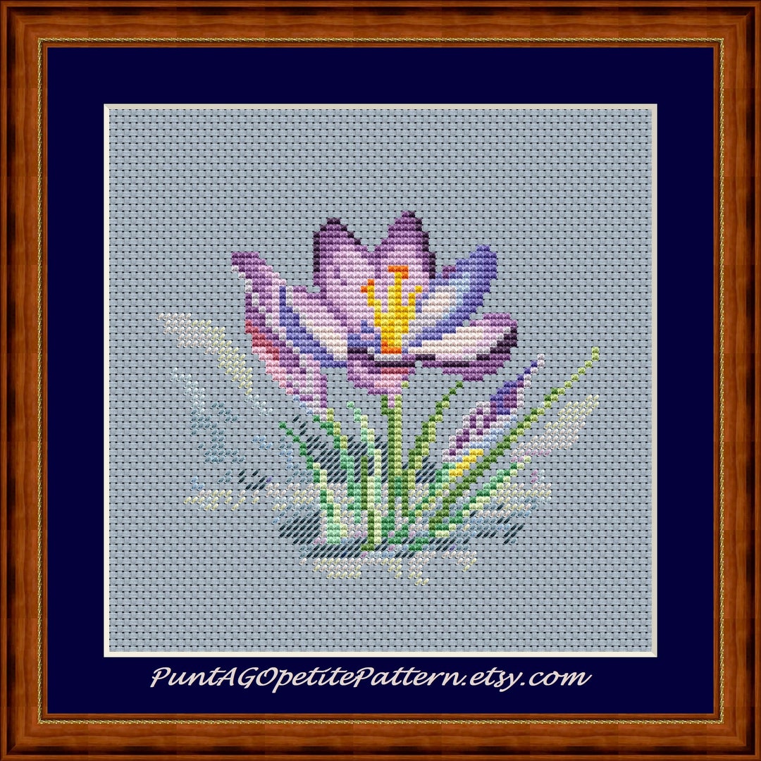 Purple Crocus Botanical Mini Cross Stitch Pdf Pattern - Etsy