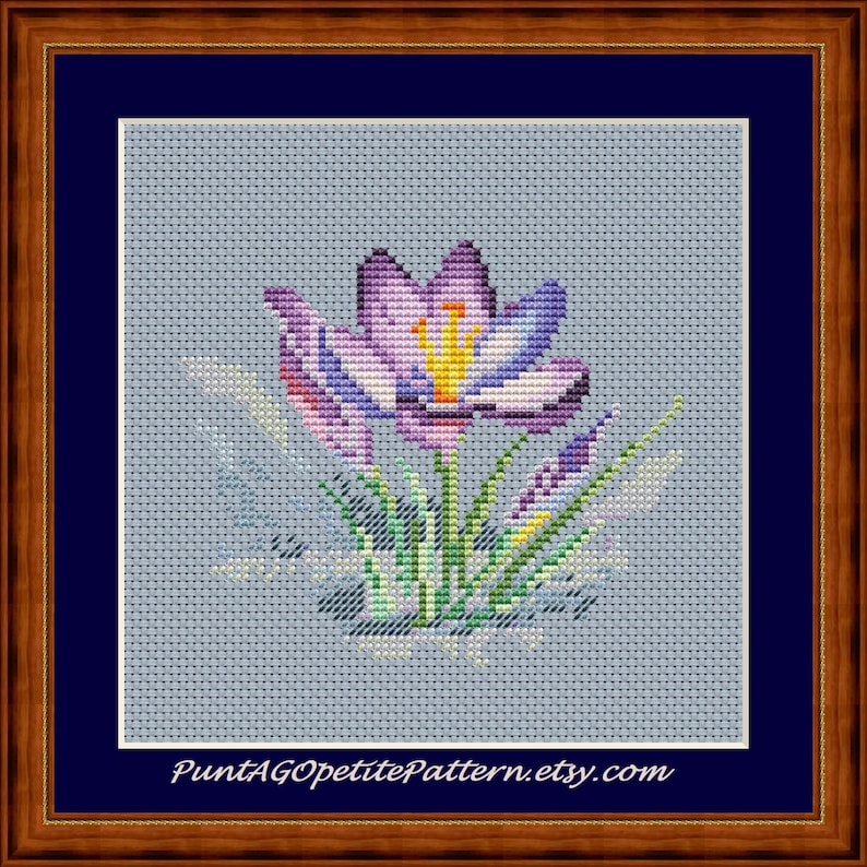 Purple Crocus Botanical Mini Cross Stitch Pdf Pattern - Etsy
