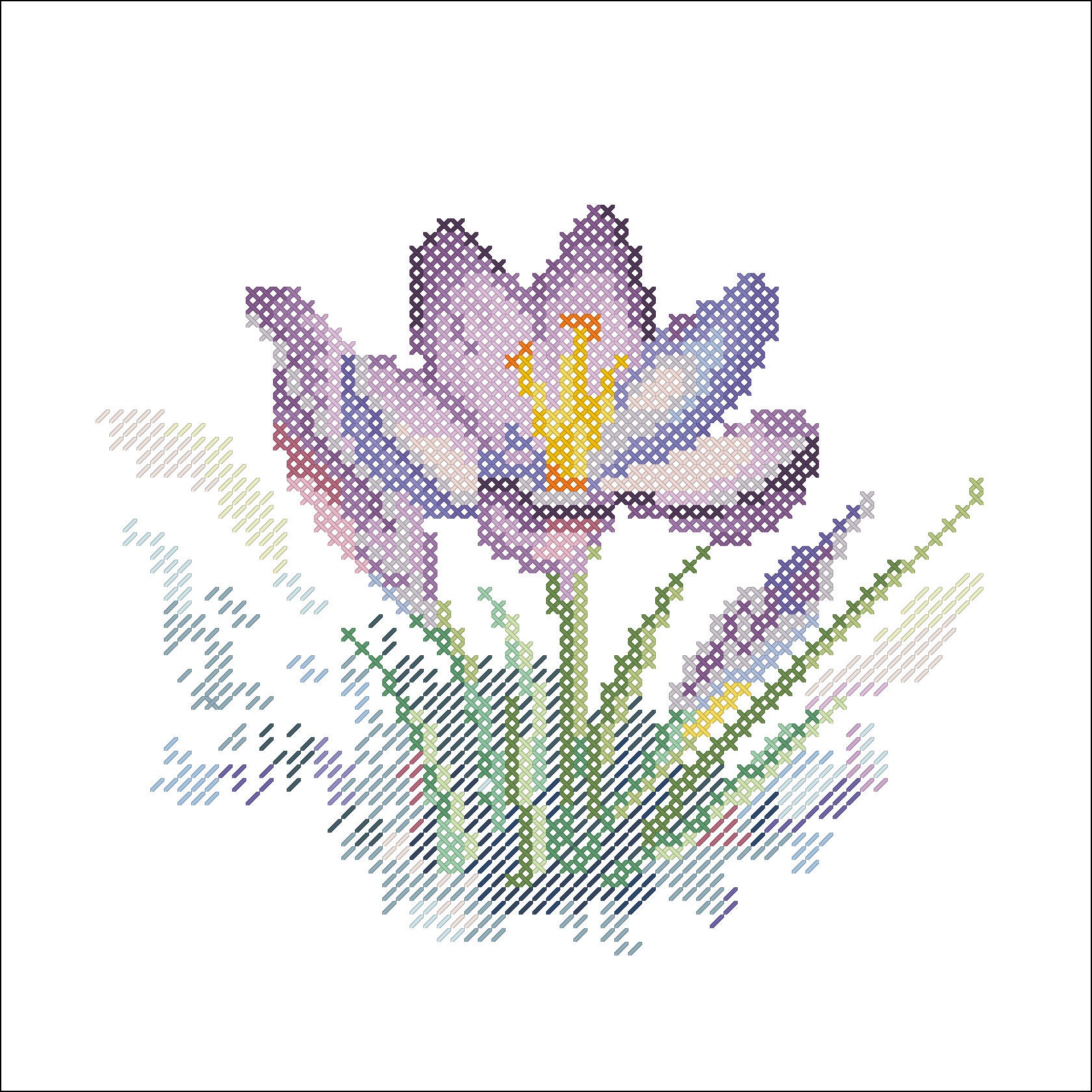 Purple Crocus Botanical Mini Cross Stitch Pdf Pattern - Etsy