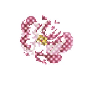 Mini Cross Stitch Pink Peony Petit Point Pdf Pattern - Etsy