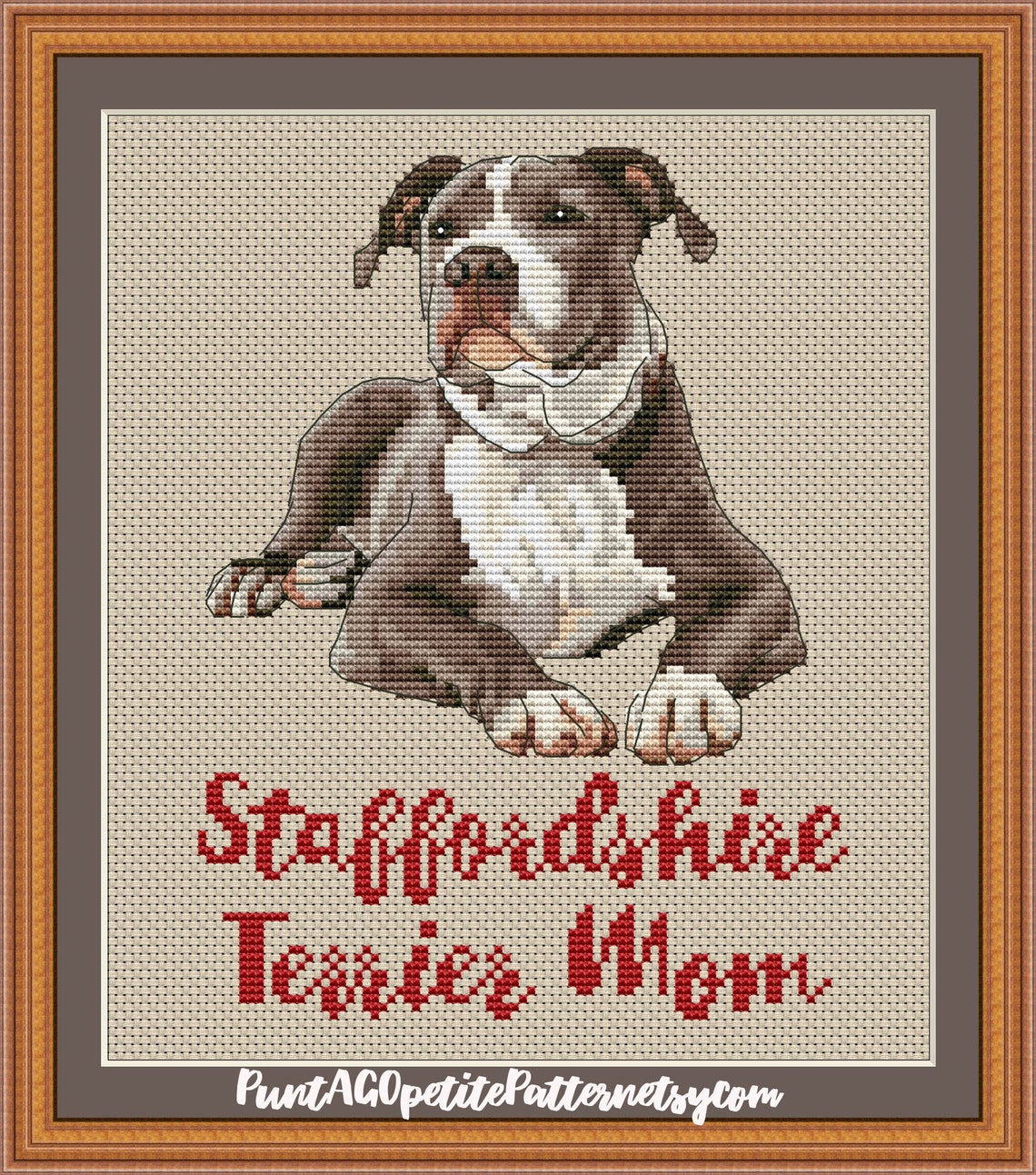 Staffordshire Terrier Mom Cross Stitch Pdf Pattern | Etsy