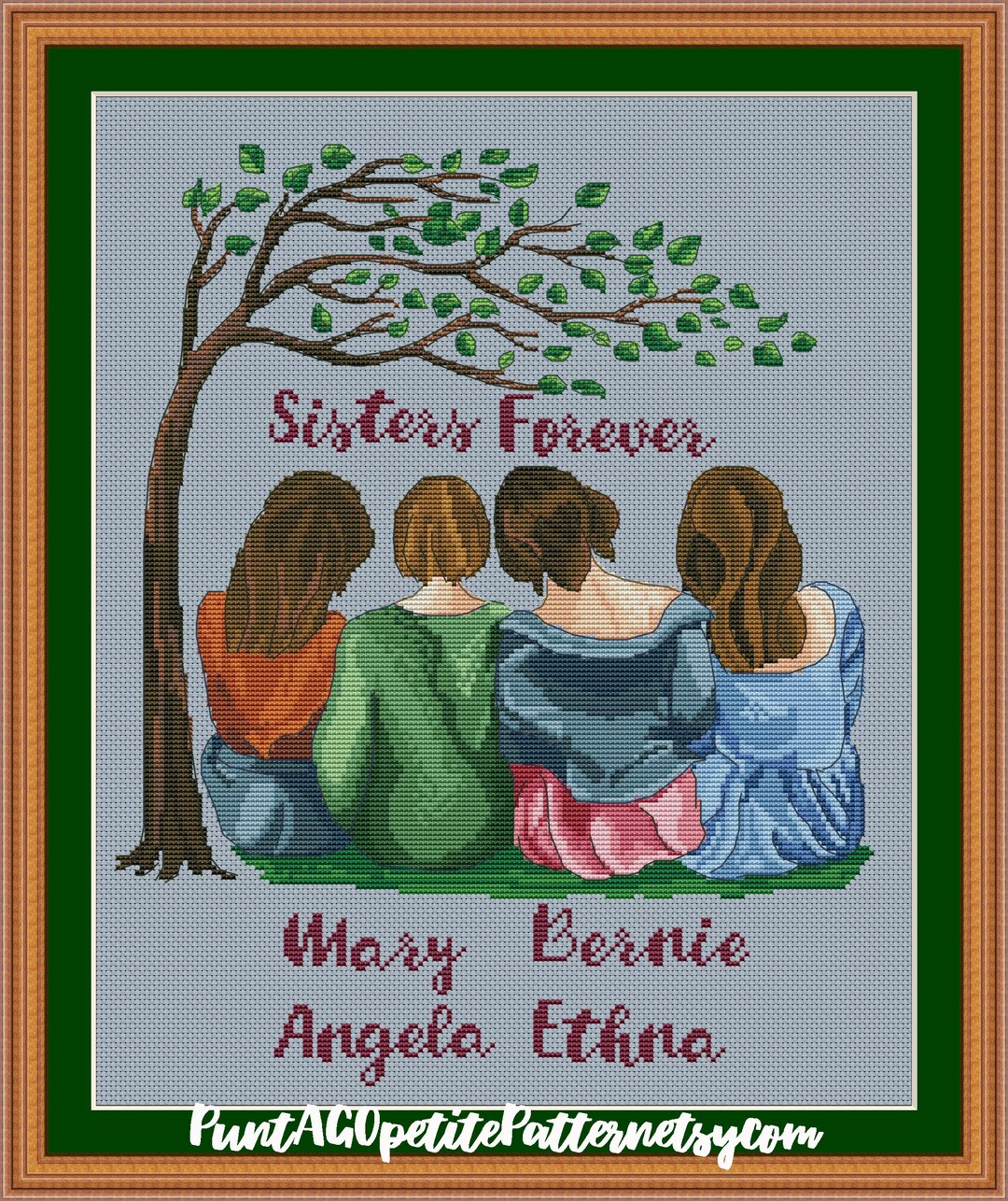 Sisters Connected by Heart Cross Stitch Pdf Pattern - Etsy