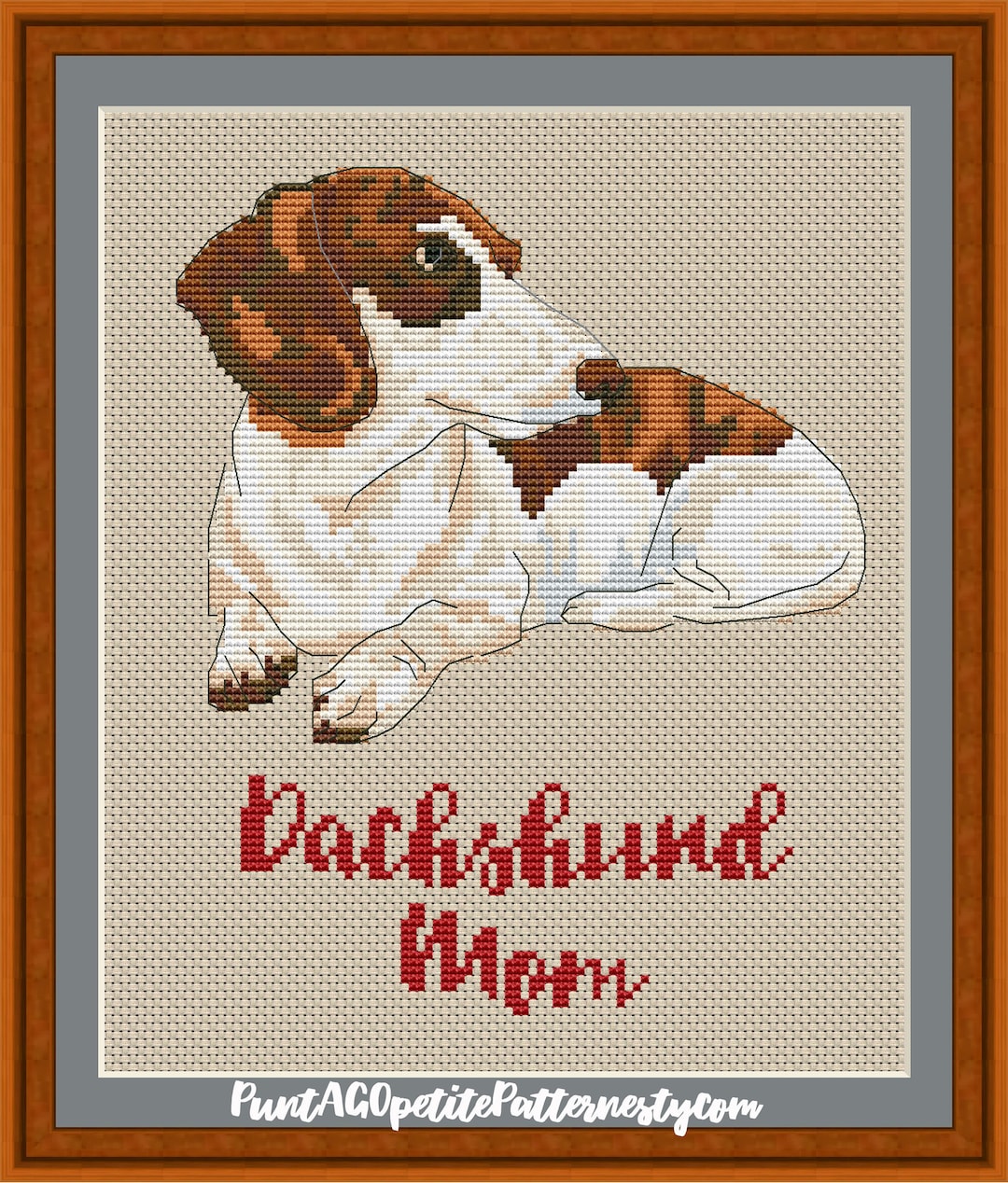 Piebald Dachshund Mom Cross Stitch Pdf Pattern - Etsy