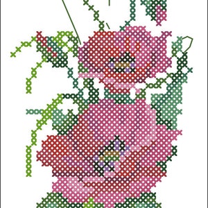 Mini Cross Stitch Pdf Pattern With Deep Red Poppy Boutonniere - Etsy