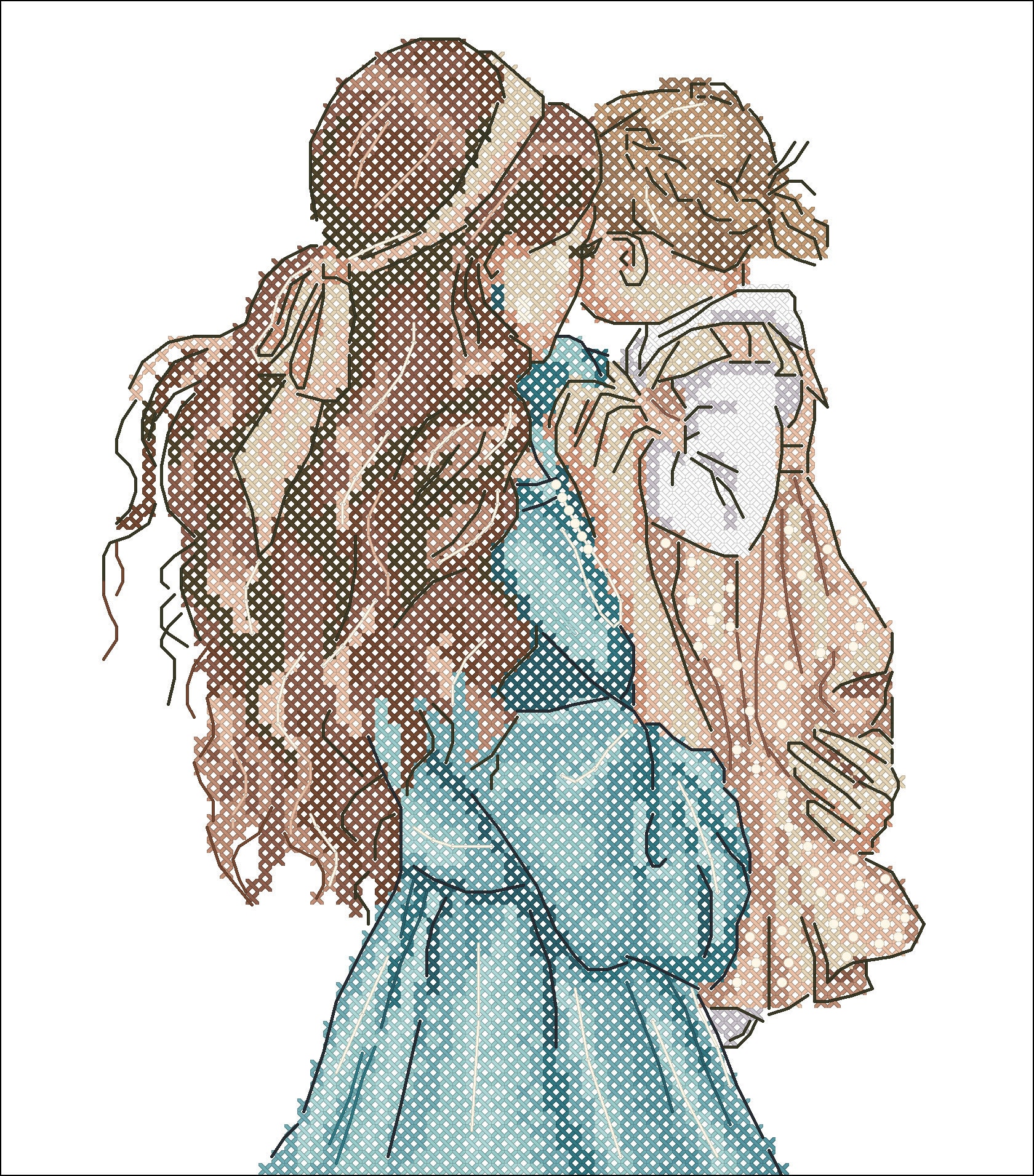 Mother and Daughter Cute Cross Stitch Pdf Pattern | Etsy