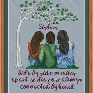 Sisters Connected by Heart Cross Stitch Pdf Pattern - Etsy