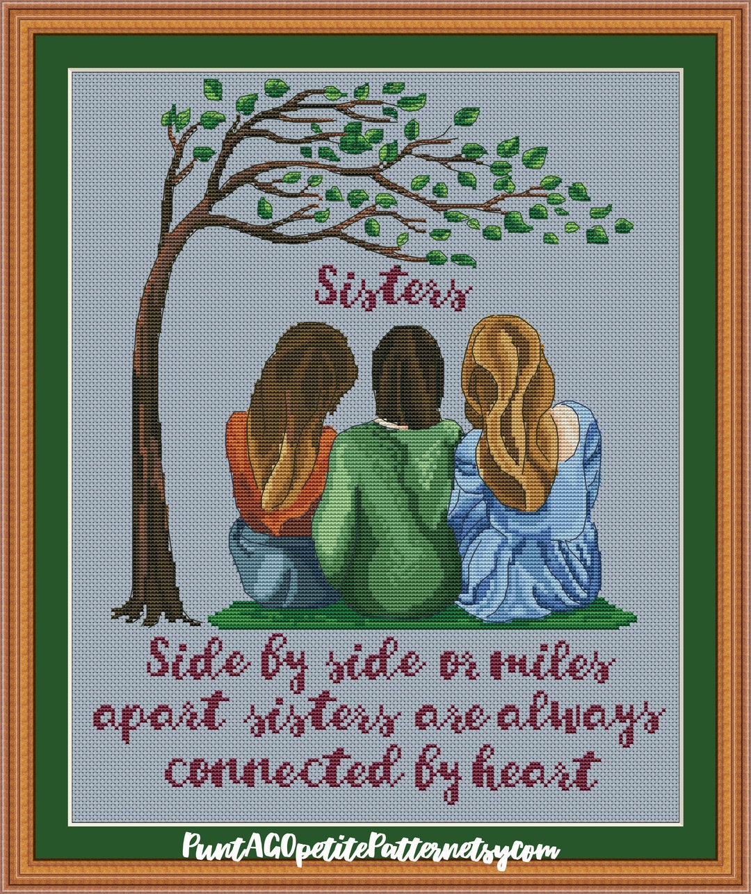 Sisters Connected by Heart Cross Stitch Pdf Pattern - Etsy