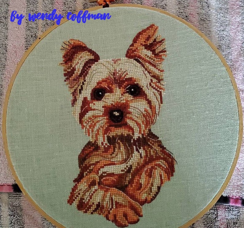 Yorkie Mom Cute Yorkshire Terrier Cross Stitch Pdf Pattern - Etsy