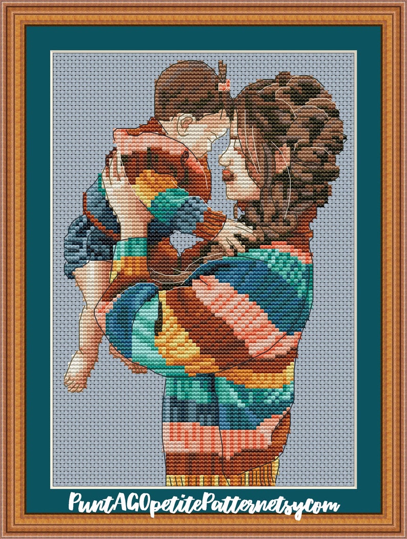 Patrón de punto de cruz madre e hija en PDF - Etsy México