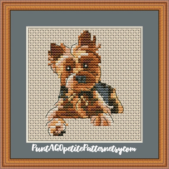 Yorkie Mini Cross Stitch Pdf Pattern Yorkshire Terrier - Etsy