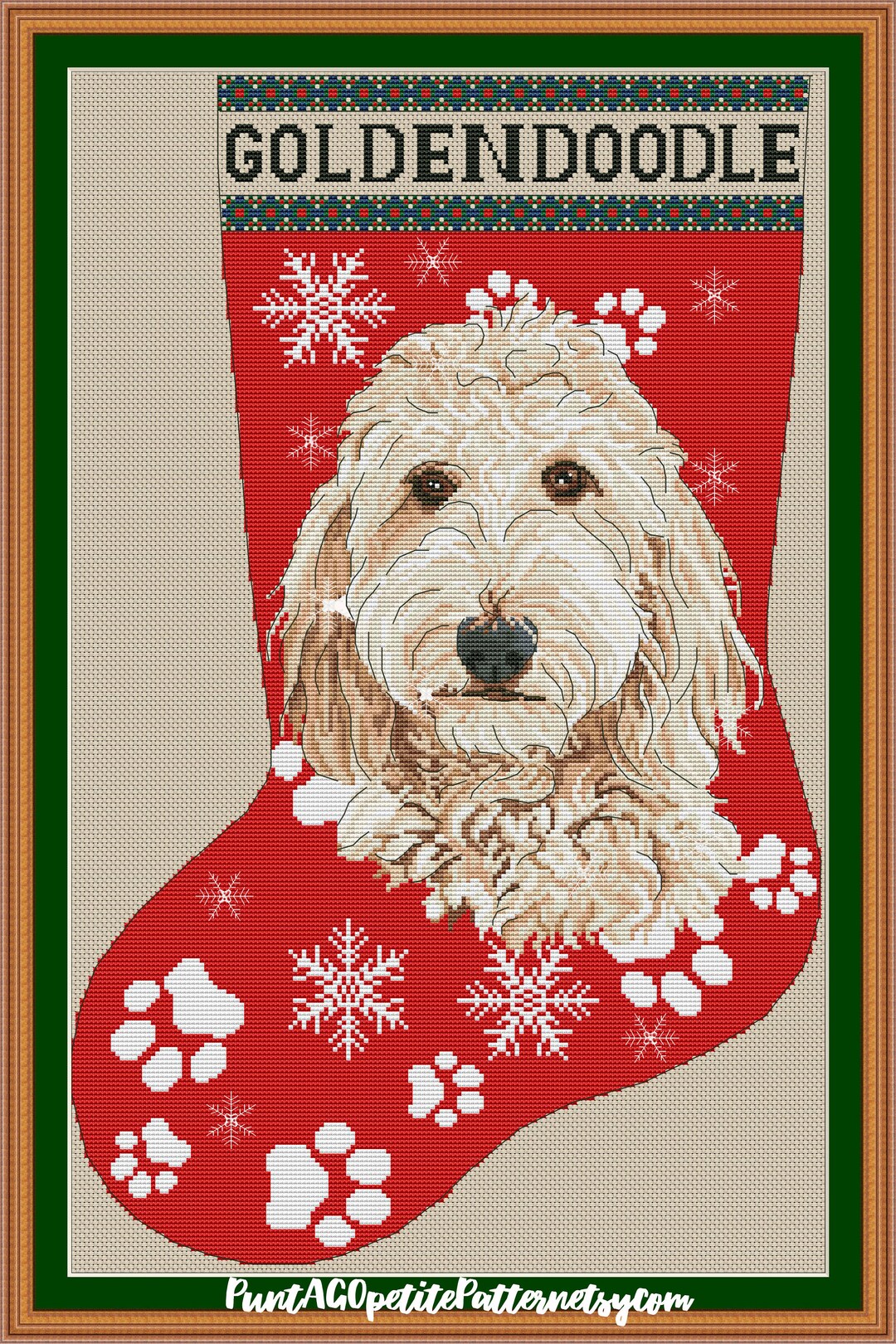Goldendoodle Christmas Stocking Cross Stitch Pdf Pattern - Etsy