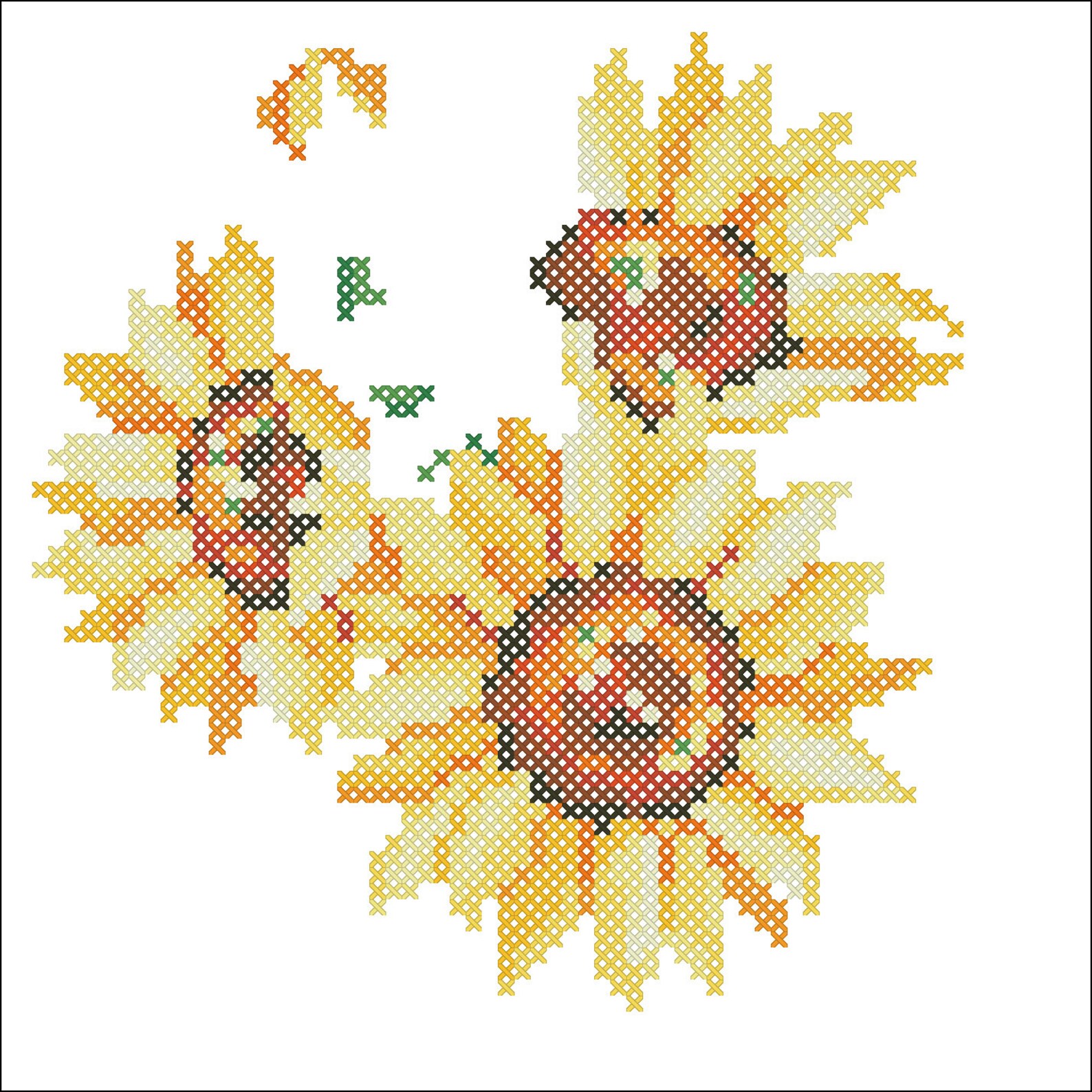 Sunflowers Circle Bouquet Cross Stitch Pdf Pattern - Etsy