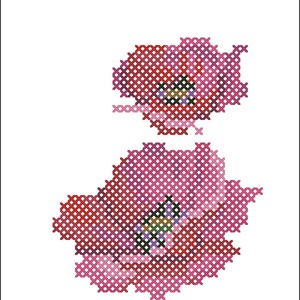Mini Cross Stitch Pdf Pattern With Deep Red Poppy Boutonniere - Etsy
