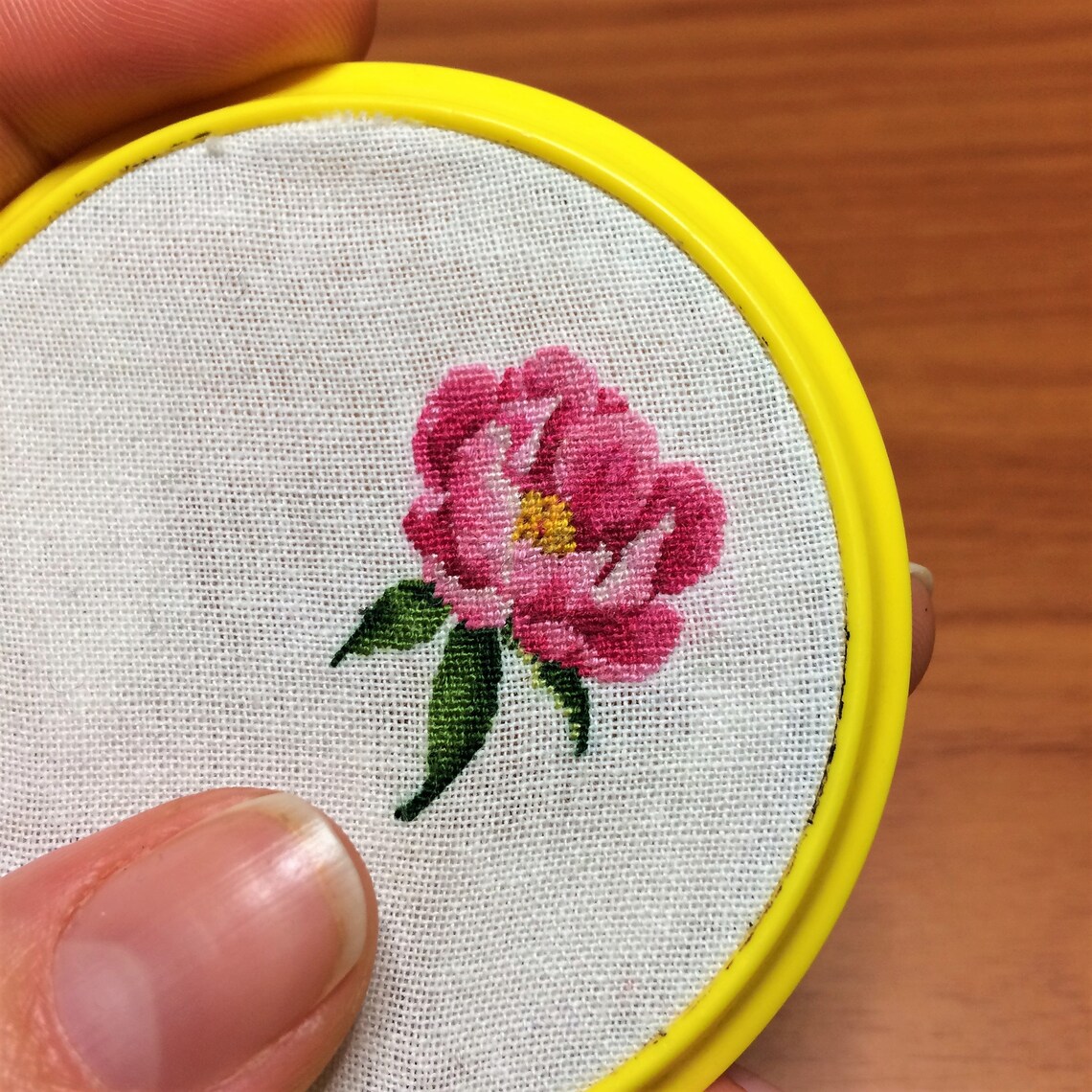 Mini Cross Stitch Pink Peony Petit Point Pdf Pattern | Etsy