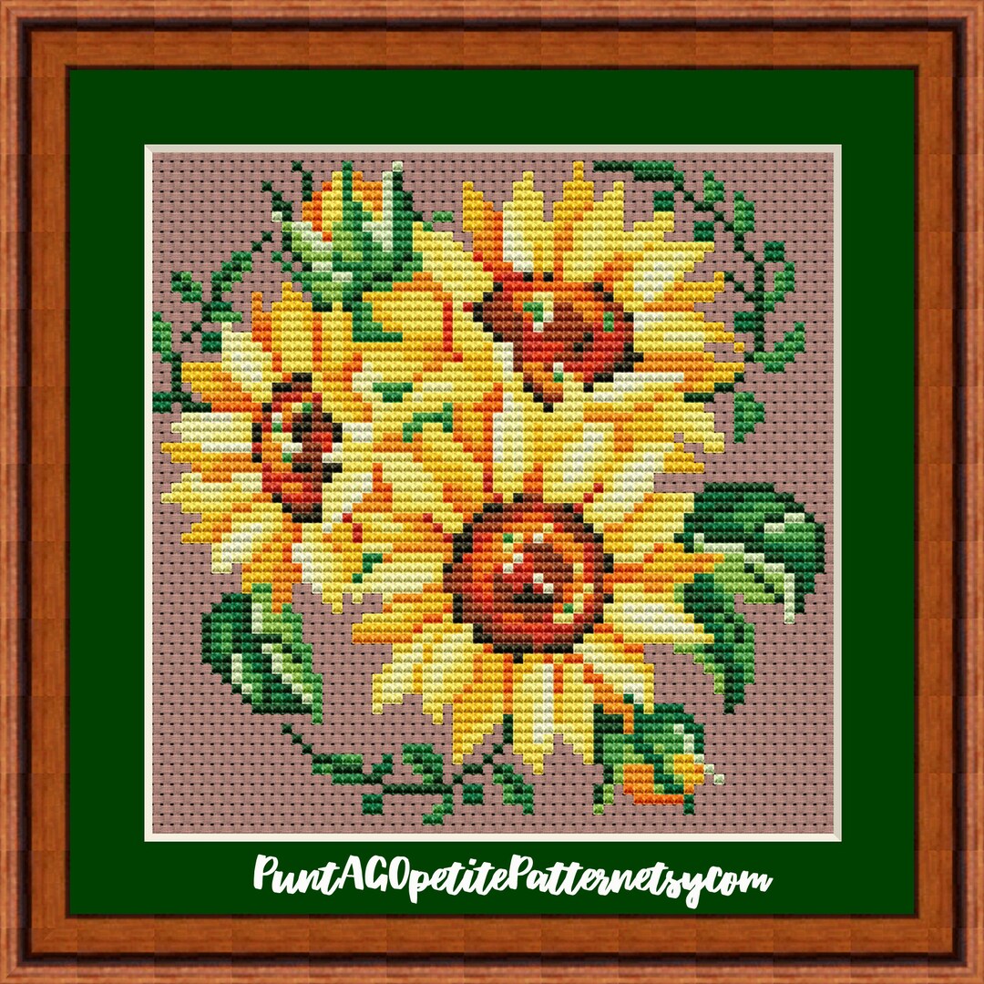 Sunflowers Circle Bouquet Cross Stitch Pdf Pattern - Etsy